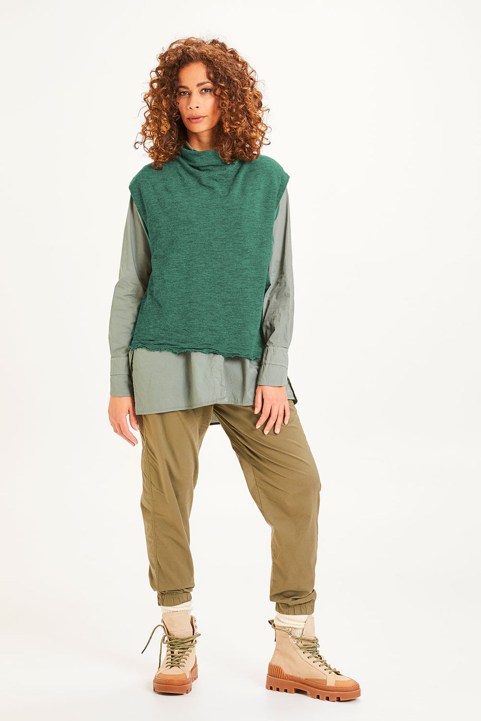 Box Vest With Draped Neck Granite – Jessie Juniper